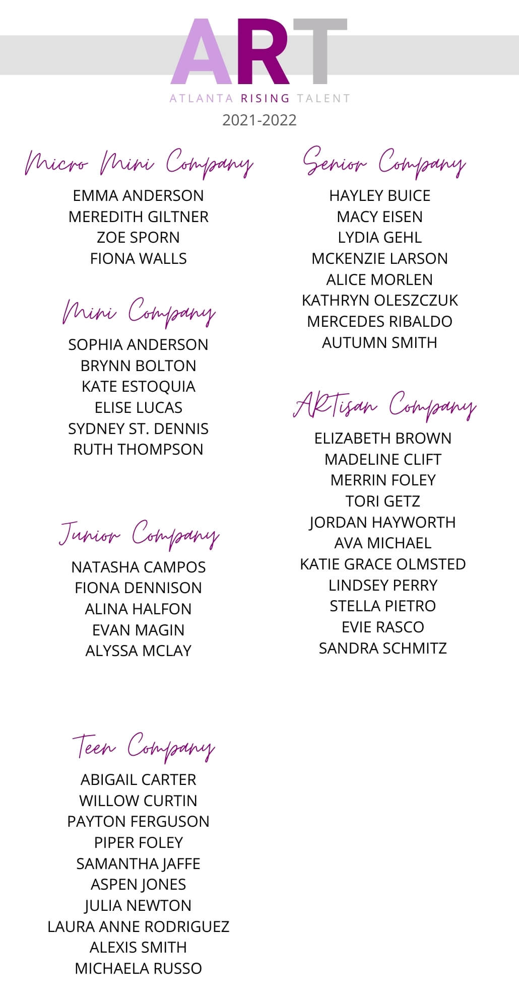 Atlanta Rising Talent | Dance Company Roswell, GA | Atlanta Dance Central